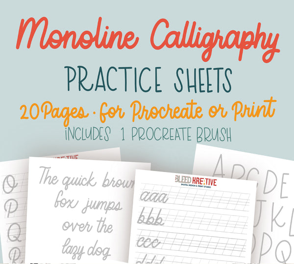 Monoline Calligraphy Lettering WorkBook – Bleed Kreative
